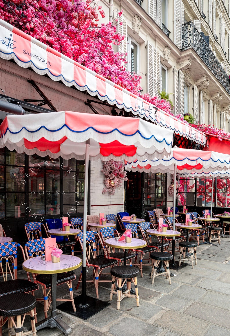 French Cafe Print Set Pink Parisian Cafe Kitchen Wall Decor - Etsy