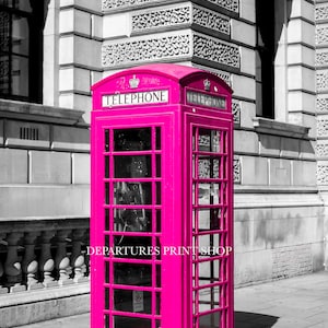 Pink Telephone Booth Poster, British Phone Booth, Pink Wall Art ...