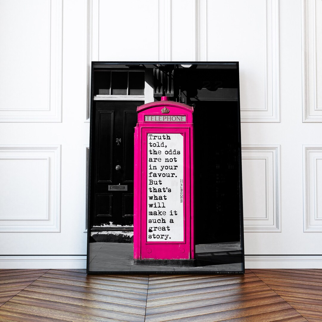 Hot Pink Phone Booth Print, Quote Poster, Girly Wall Art, Pink Wall Art ...