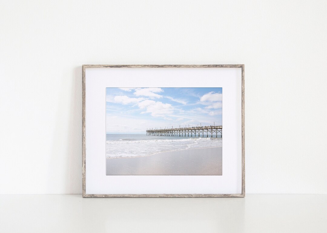 Ocean Isle Beach Pier, Neutral Beach Photography, Wooden Pier Print ...