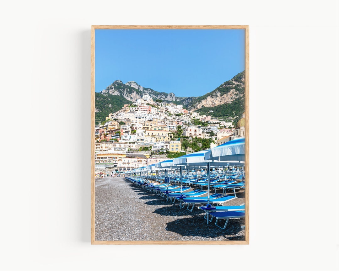 Positano Print, Amalfi Coast Wall Decor, Mediterranean Beach, Italy ...