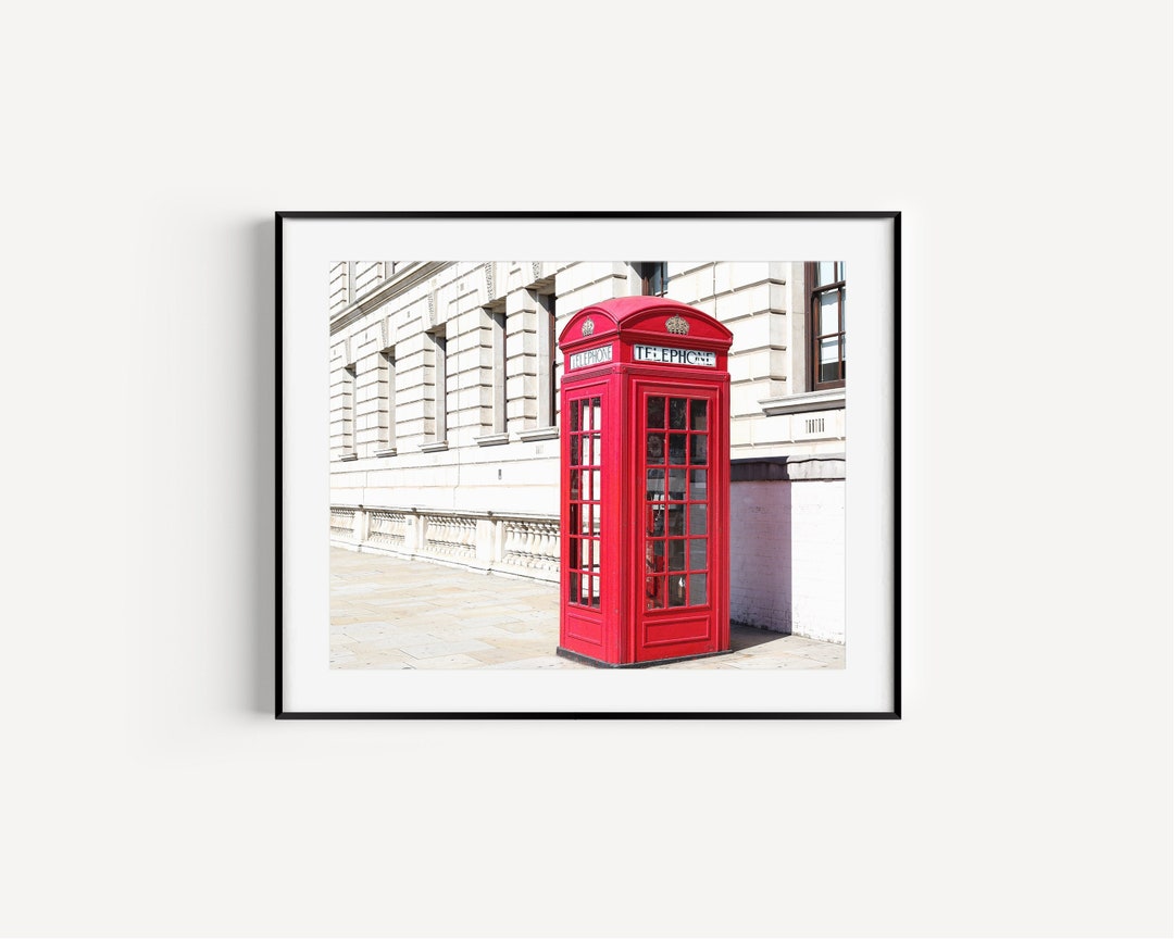 Red Phone Booth Print, English Telephone Box Poster, London Photography ...