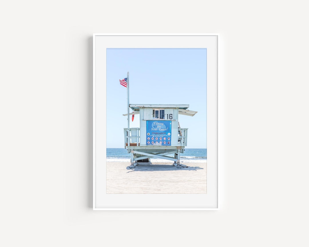 Lifeguard Tower Print, Coastal Wall Art, Beach Photography, Santa ...