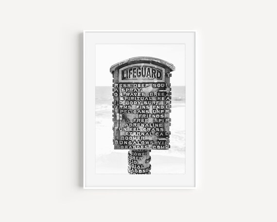La Jolla Lifeguard Telephone Box Black and White Beach - Etsy
