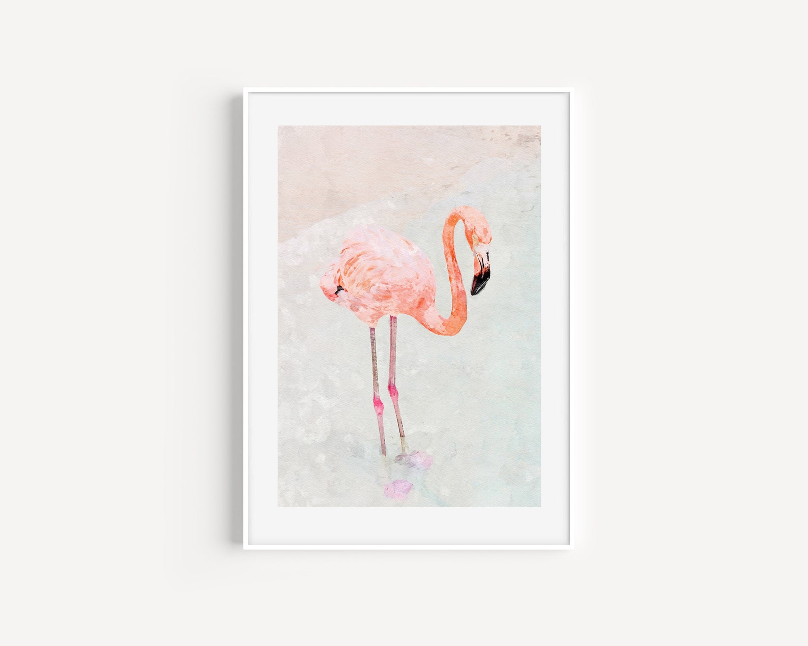 Pink Flamingo Watercolor Printable Tropical Digital Download - Etsy