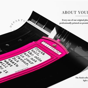Hot Pink Phone Booth Print, Quote Poster, Girly Wall Art, Pink Wall Art ...