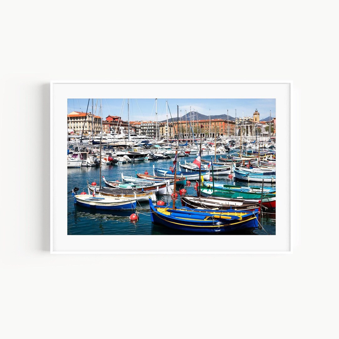 Coastal Wall Decor, Boat Marina Print, French Riviera, Cote D'azur ...