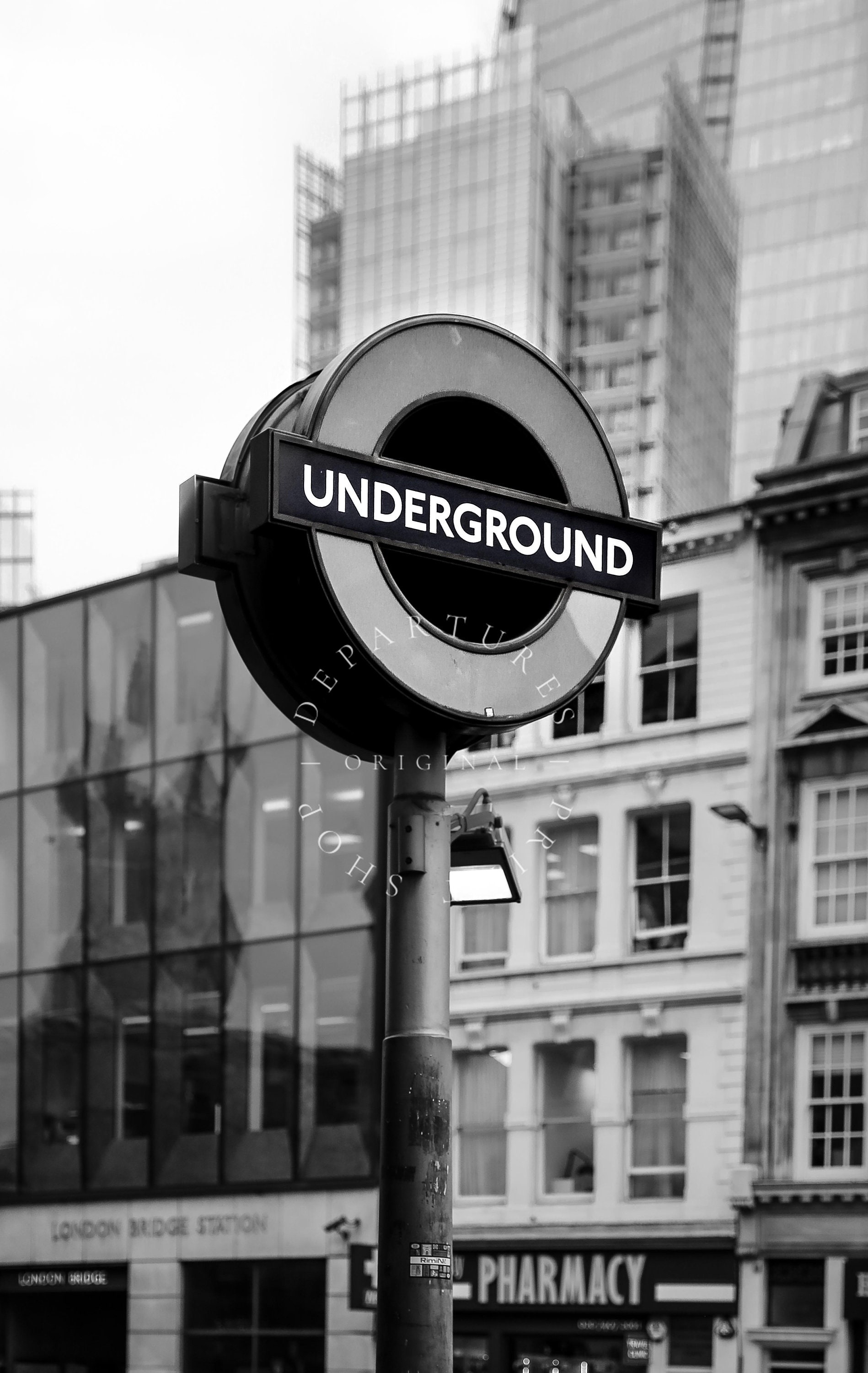London Underground Sign Black And White