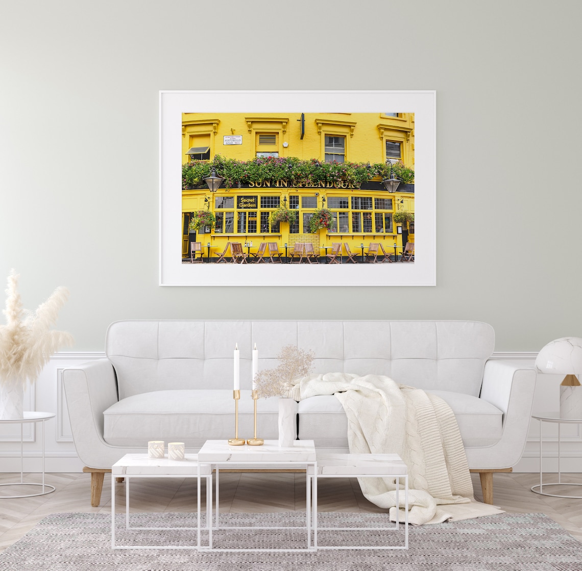 Notting Hill Print, English Pub Wall Art, Portobello Road, London ...