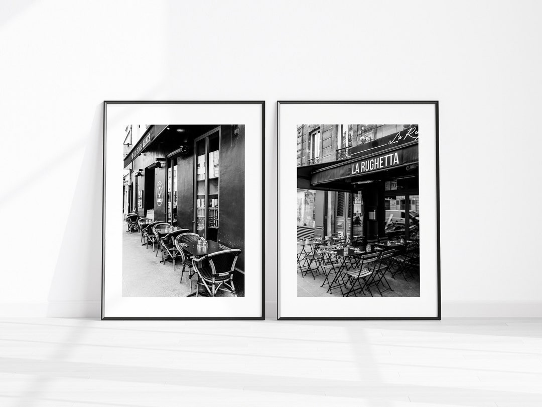 Paris Cafe Print Set, Kitchen Wall Decor Black and White Parisian ...