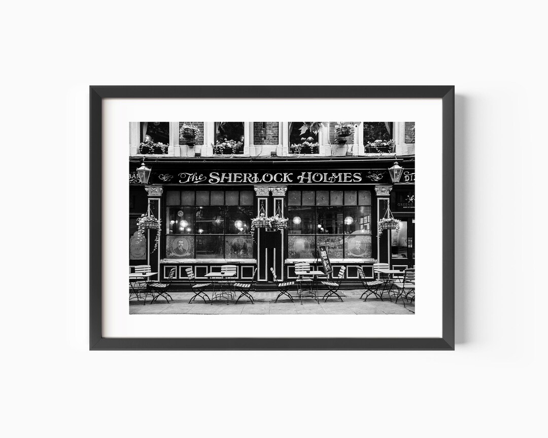 Sherlock Holmes Pub Print, Framed Wall Art, Black and White London ...