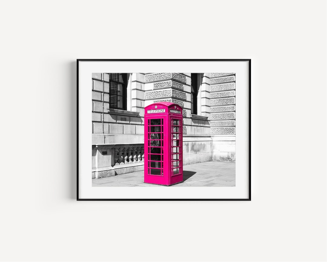 Pink Telephone Booth, British Phone Booth Pink Wall Art, London ...