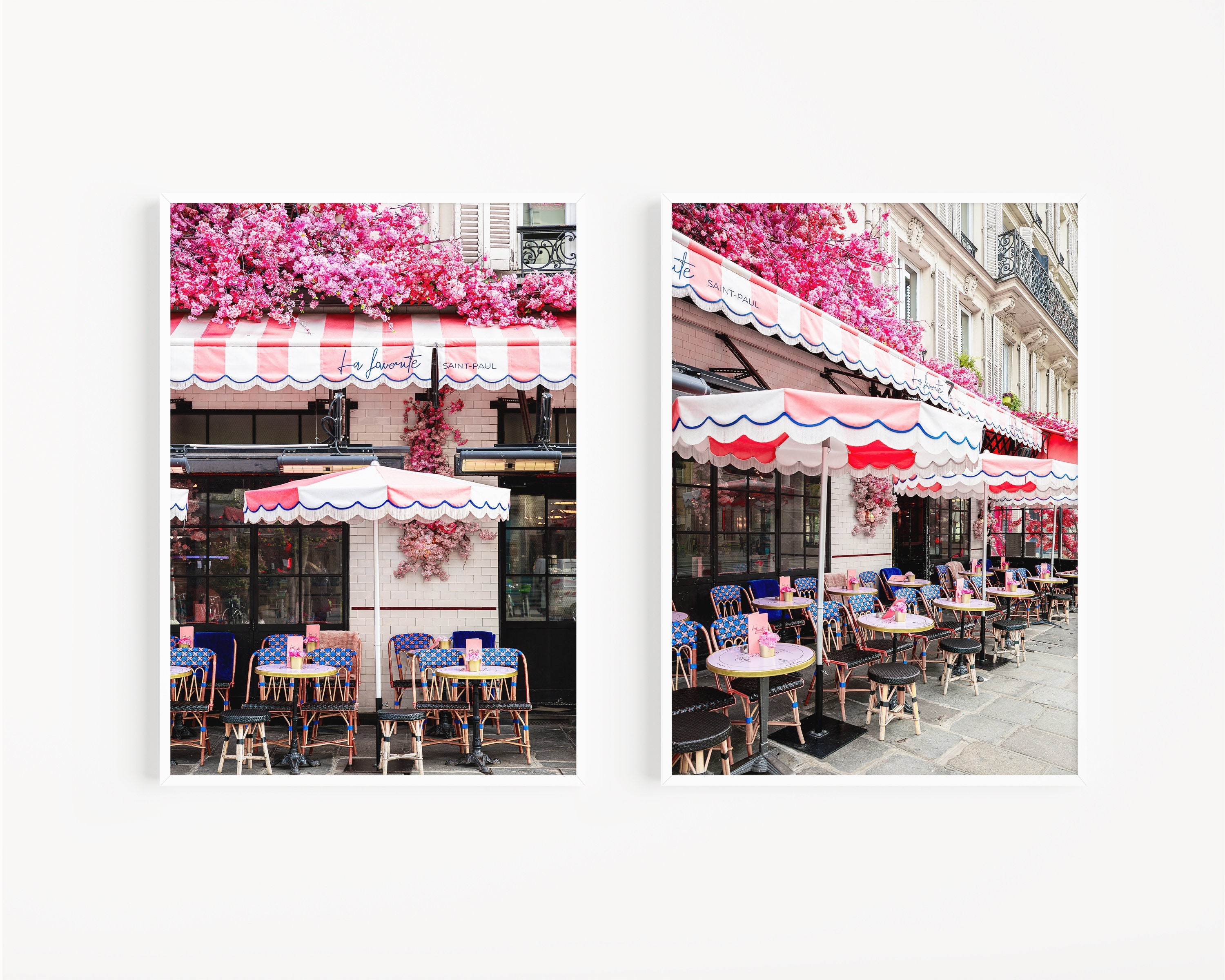 French Cafe Print Set Pink Parisian Cafe Kitchen Wall Decor - Etsy