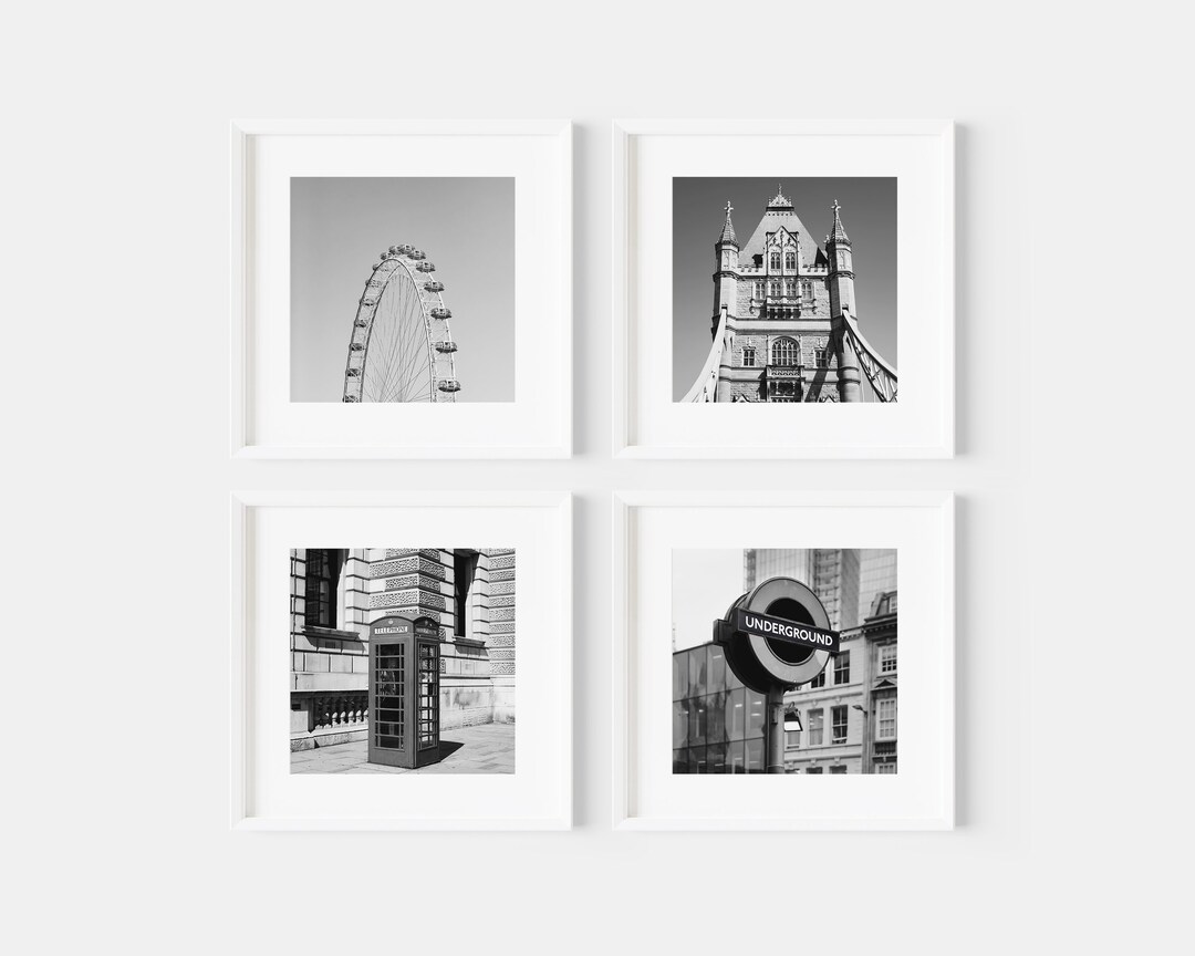 Set of 4 London Prints, 12X12 Square Print Set, Travel Photography ...