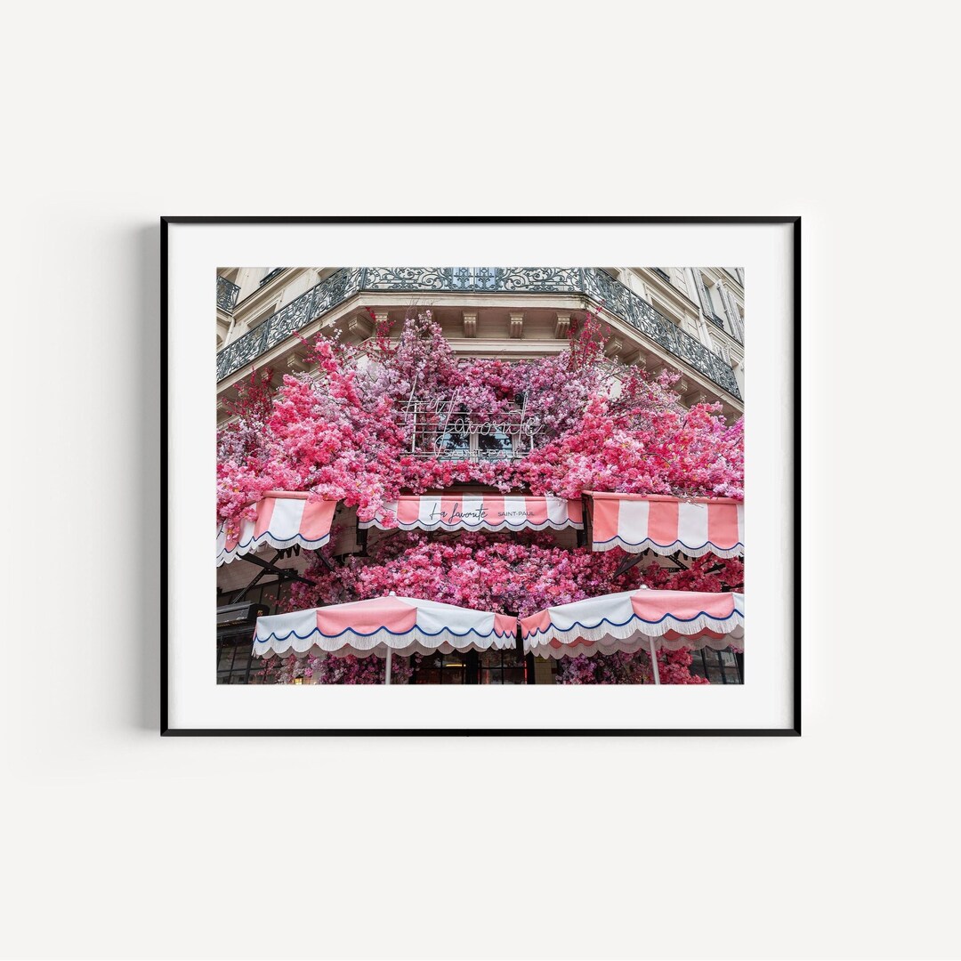 Pink Paris Cafe Print, La Favorite Parisian Cafe, French Restaurant ...