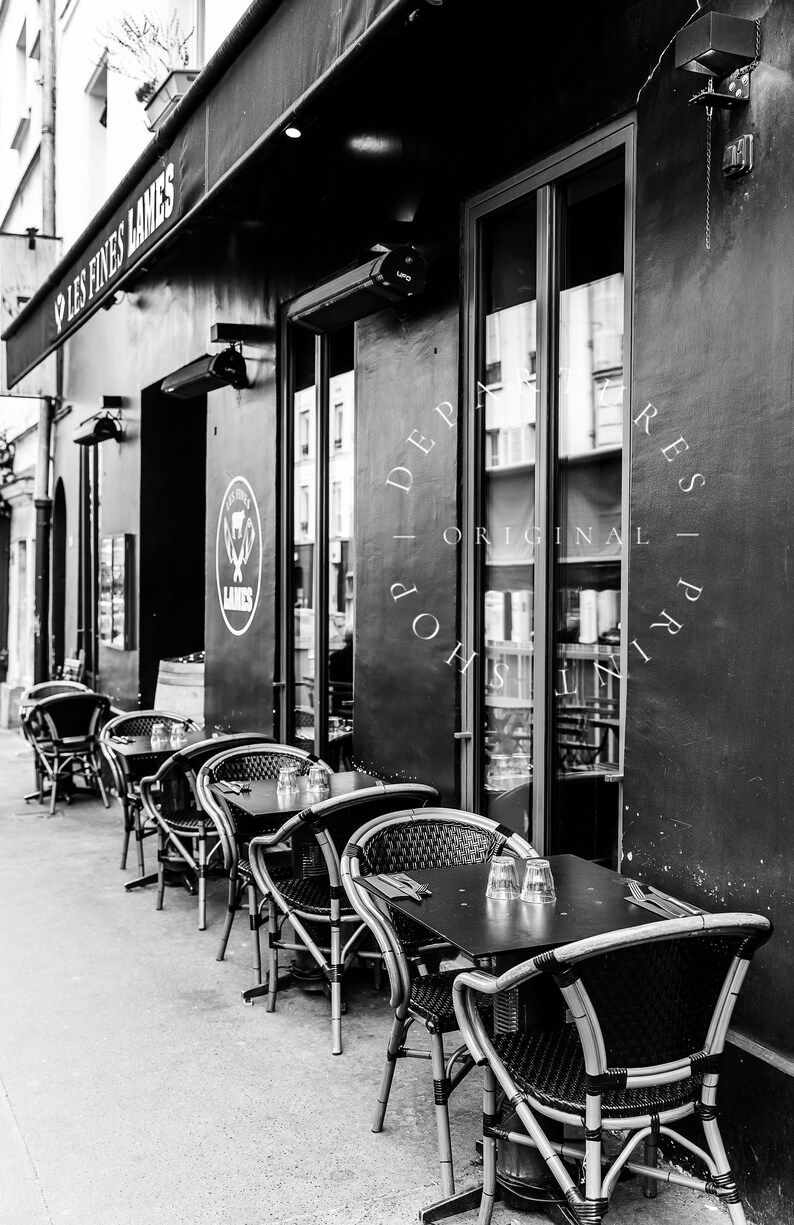Paris Cafe Print, Black and White Paris Photography, French Home Decor ...