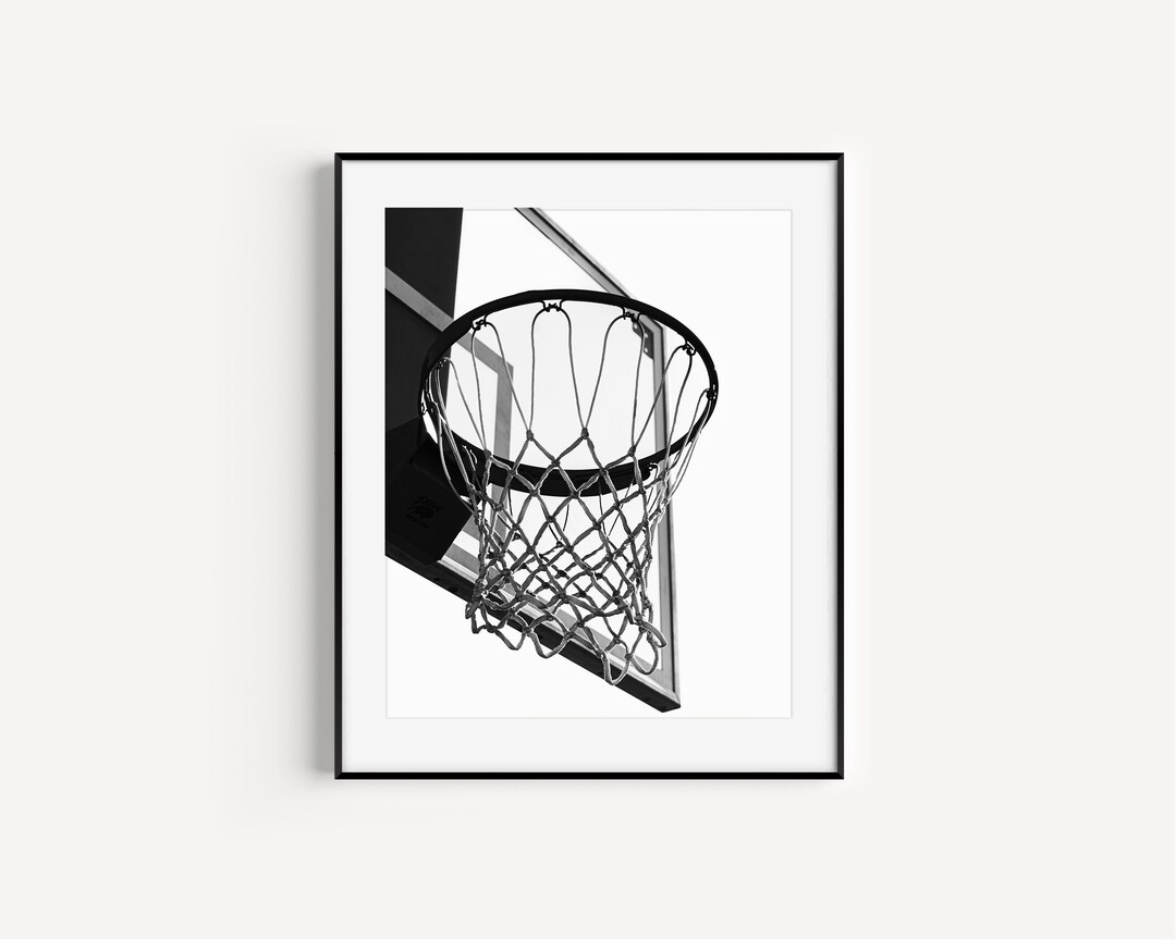 Basketball Hoop Wall Art, Black and White Sports Photography, NBA Wall ...