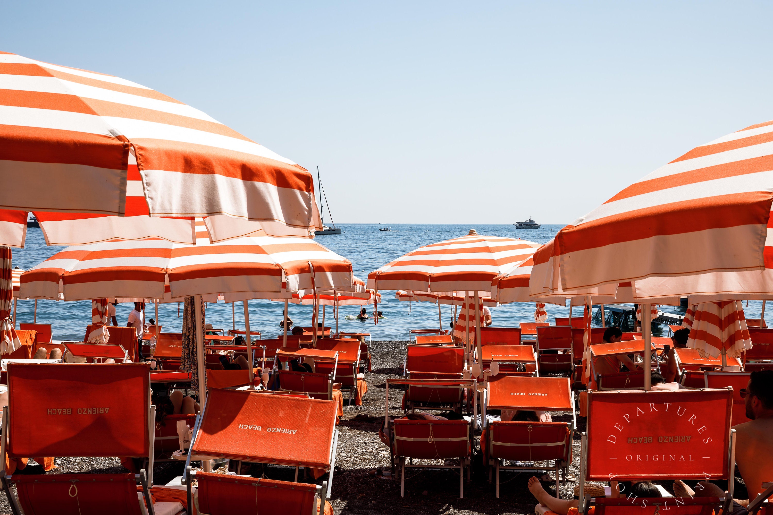 Amalfi Coast Art Arienzo Beach Club Umbrella Print Positano - Etsy ...