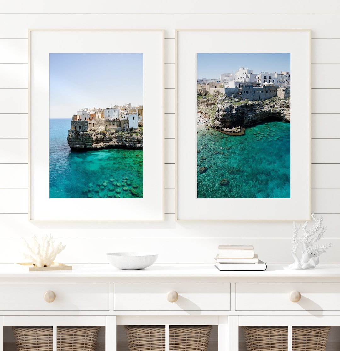 Set of 2 Italy Prints, Puglia Italy Print Set, Polignano a Mare Beach ...