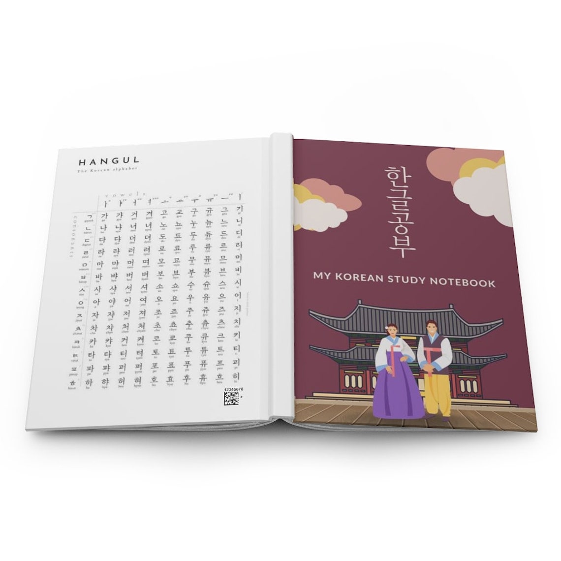 Hardcover Korean Study Journal Matte Learning Korea Gift for - Etsy