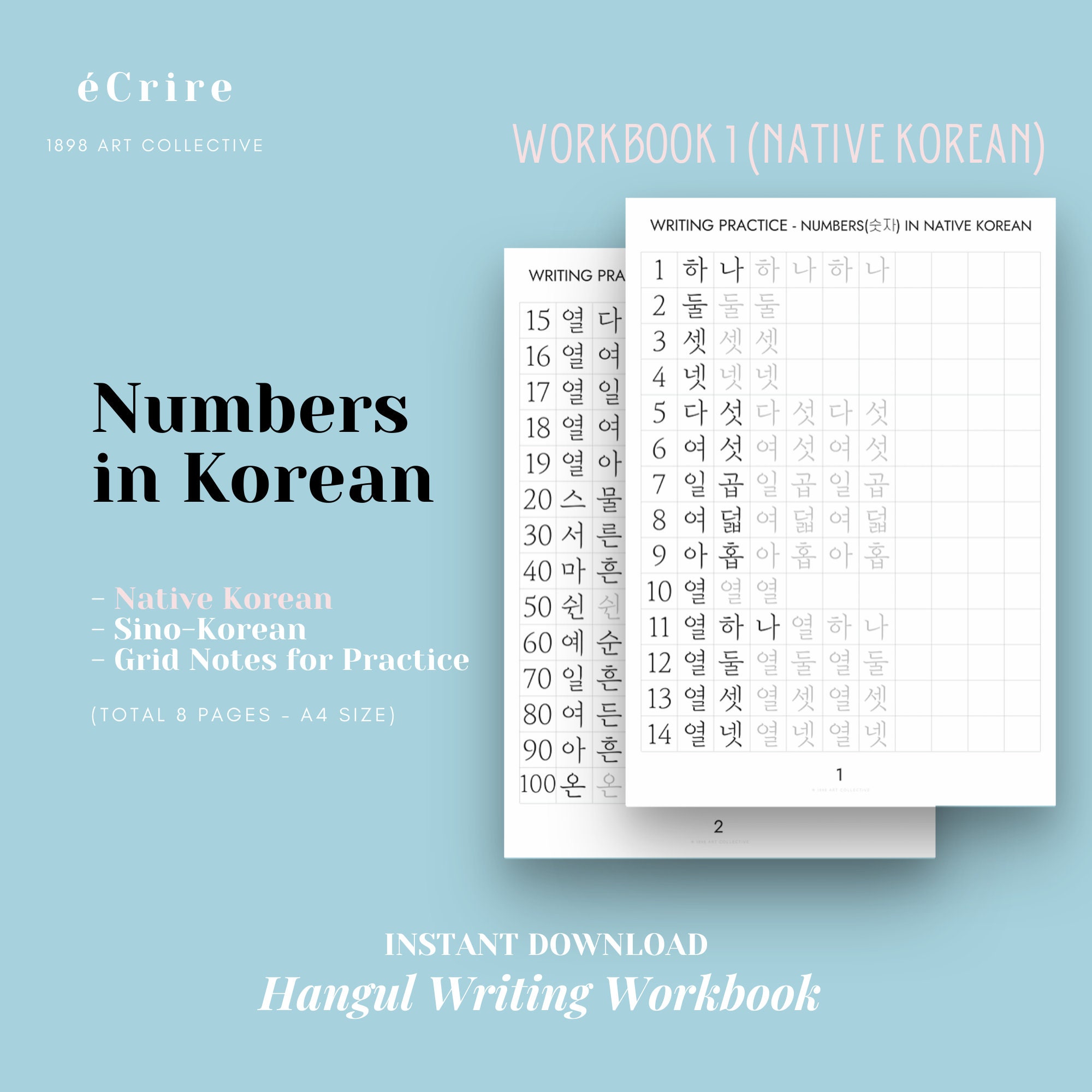 Numbers in Korean Hangul Numbers Korean Study Hangul Numerals Korean ...