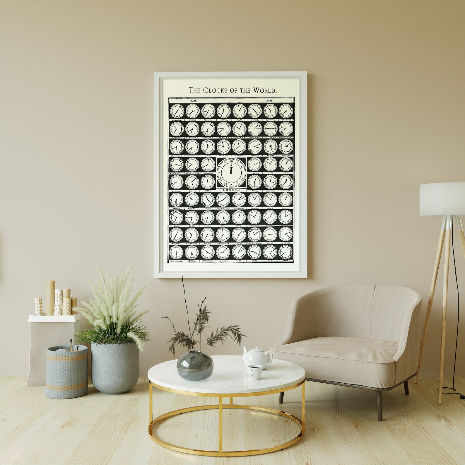 World Time Zone Clock Poster Vintage World Time Zone Poster - Etsy