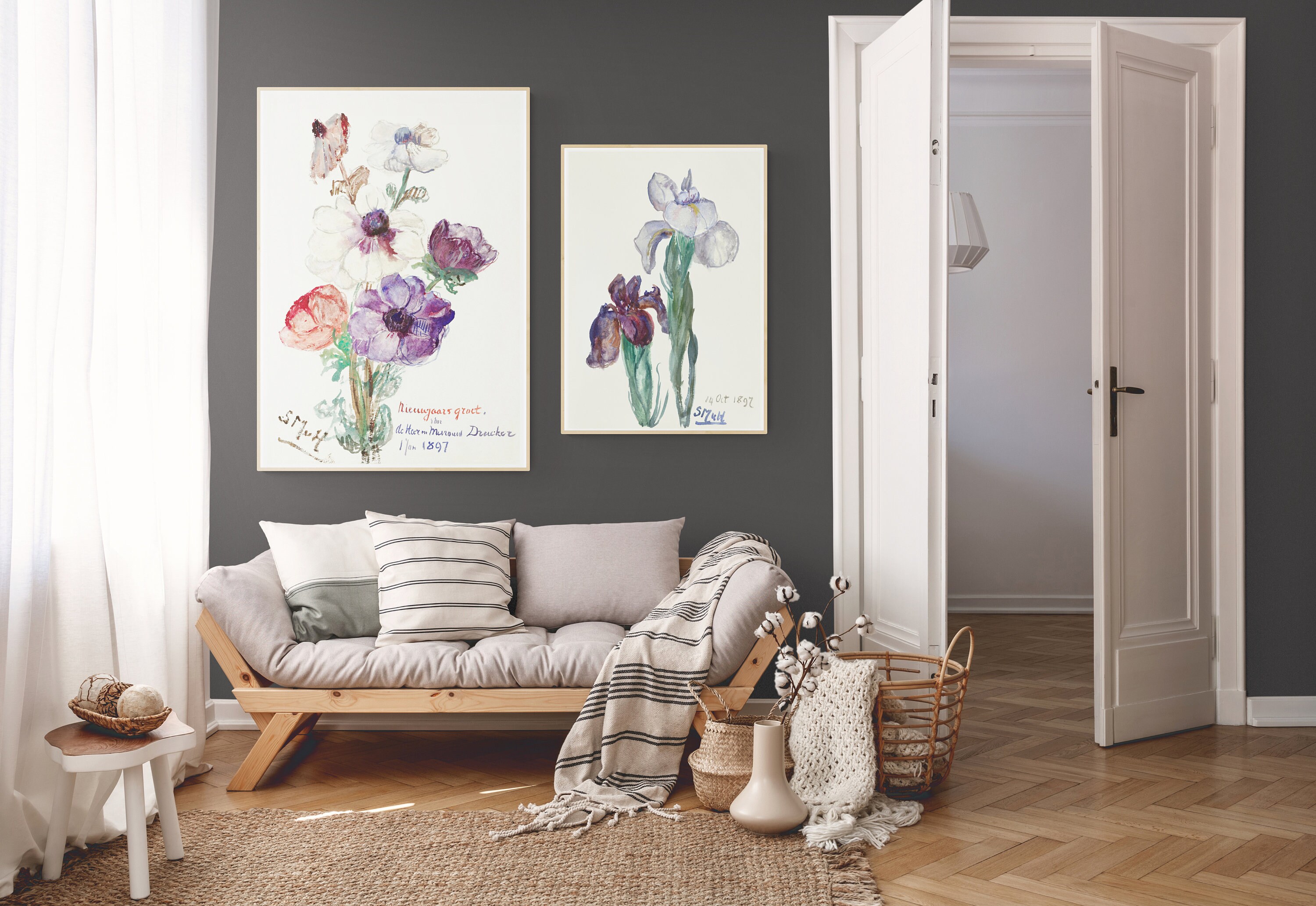 2 Set of Floral Poster Digital Download Art Print Printable - Etsy