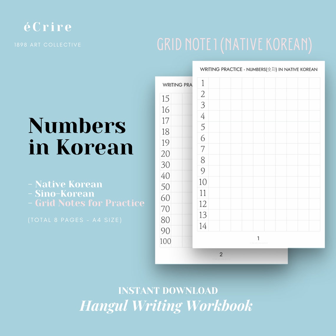 Numbers in Korean Hangul Numbers Korean Study Hangul - Etsy