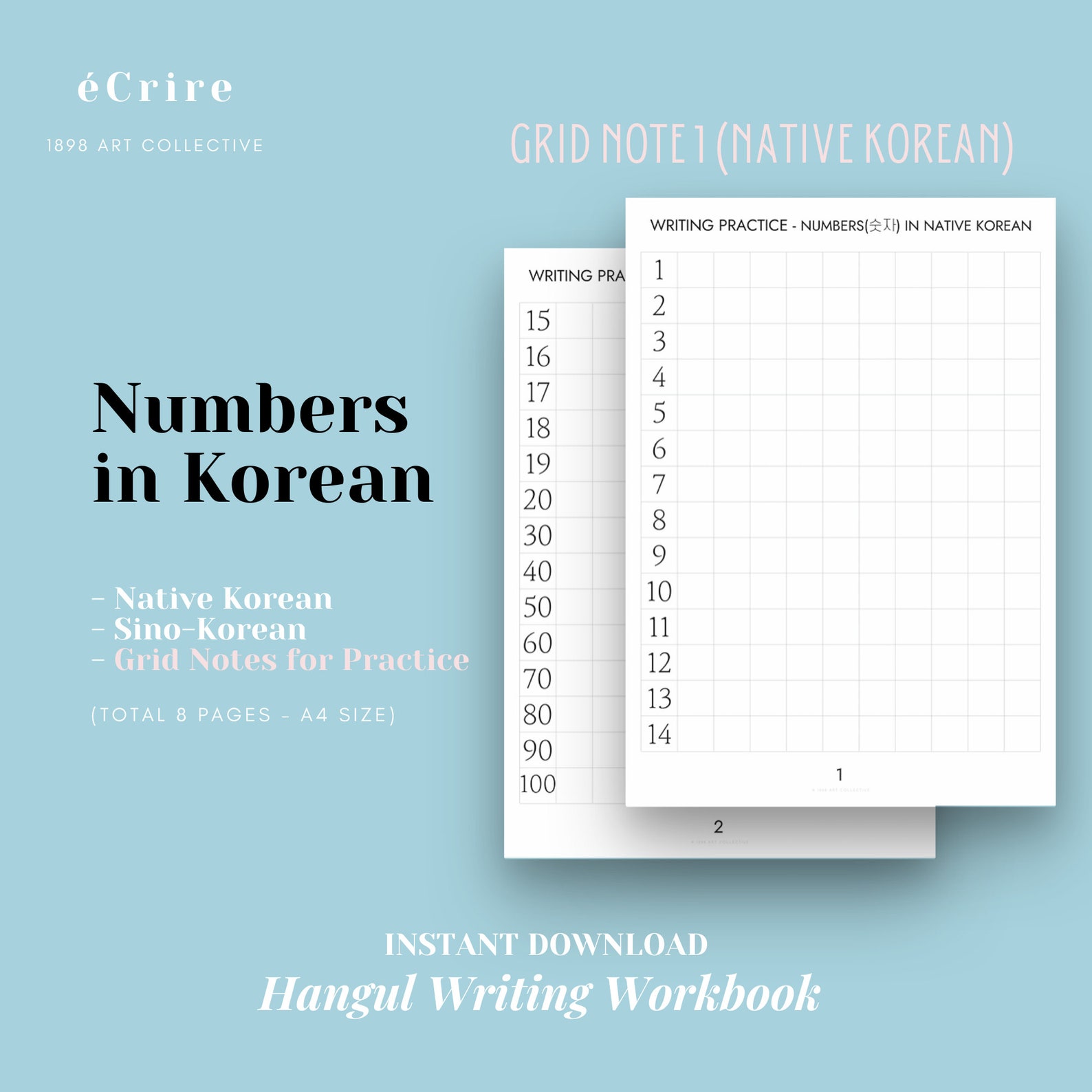 Numbers in Korean Hangul Numbers Korean Study Hangul Numerals Korean ...