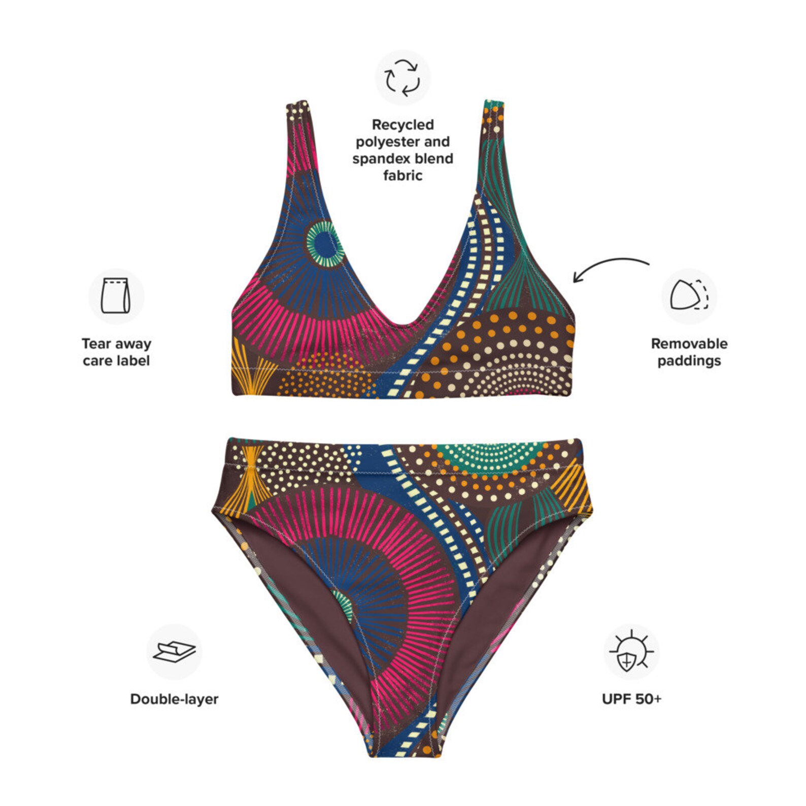 African Style Ethnic Bikini set High-Waisted Bikini | Etsy