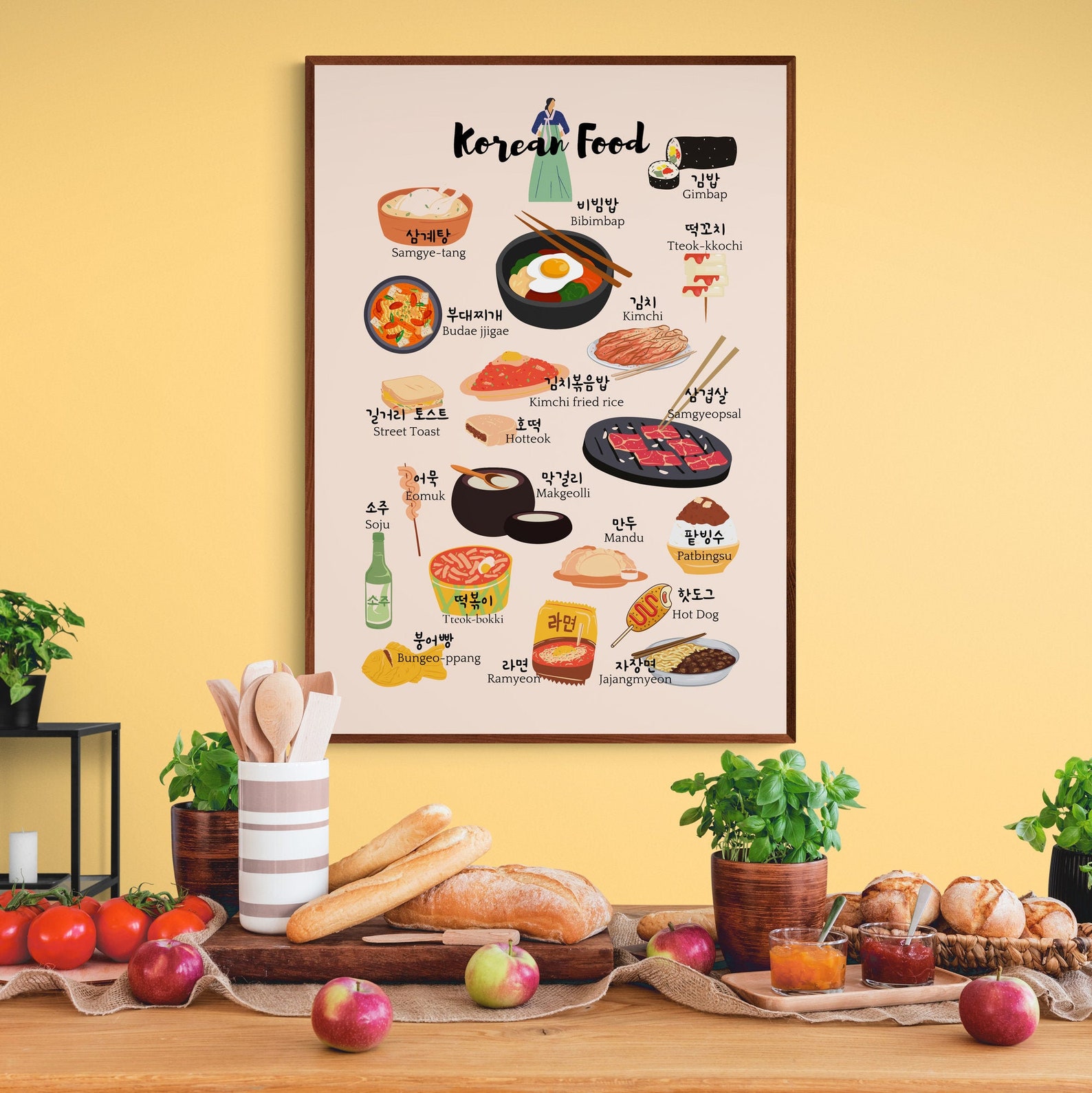 Printable Korean Food Poster | Korean Cuisine | Korean Food | Home ...