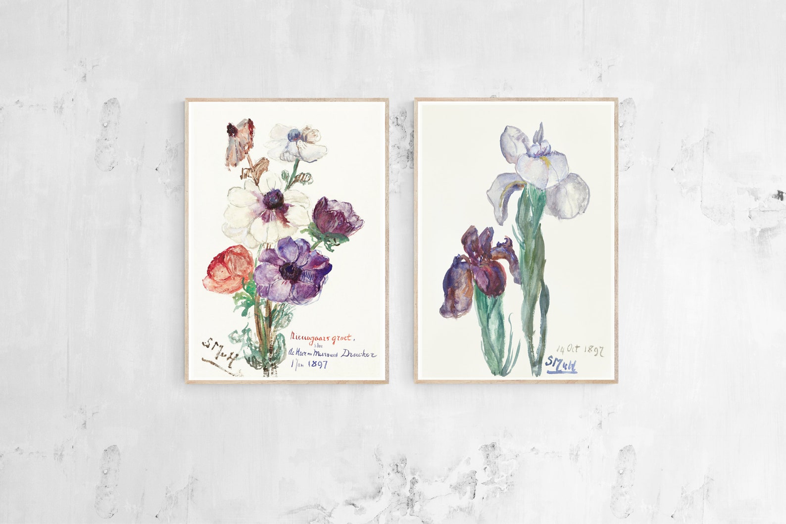 2 Set of Floral Poster Digital Download Art Print Printable - Etsy
