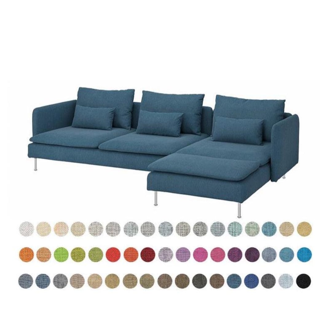 SODERHAMN Cover, Custom Made Covers to Fit Soderhamn 3 Seat Plus Chaise Lounge Sofa, Replacement ...