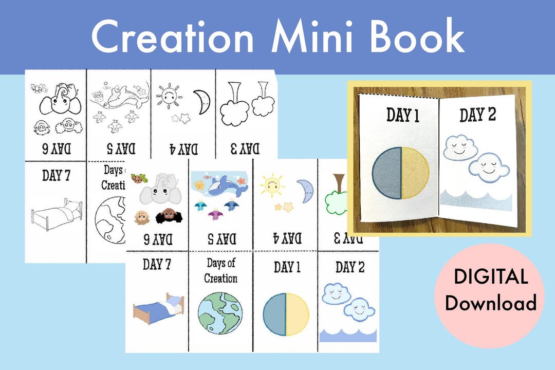 7 Days of Creation Mini Book Bible Craft Sunday School Lesson for Kids ...