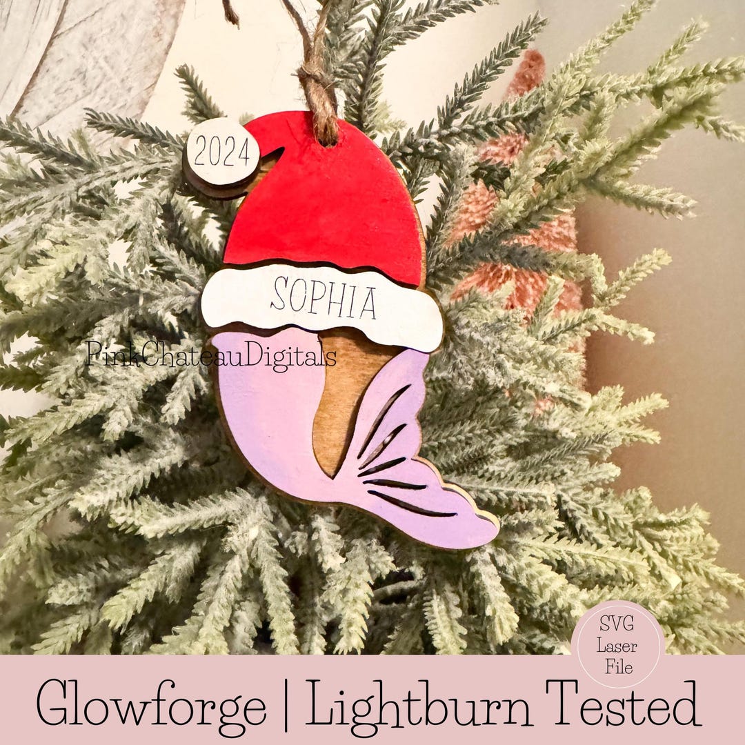 Mermaid Theme Ornament | SVG Laser Cut File | Glowforge Lightburn Xtool ...