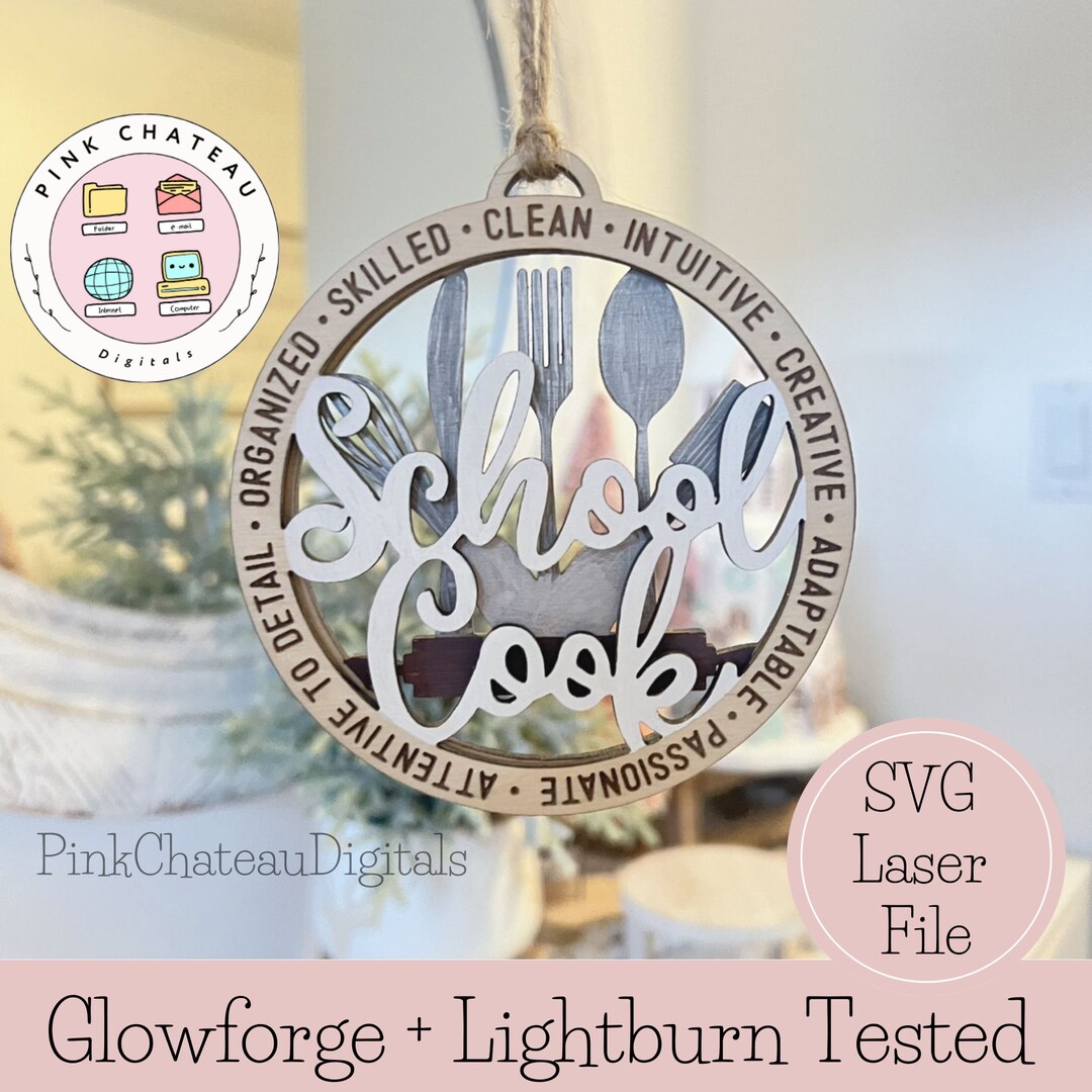 School Cook Ornament SVG Laser Cut File | Glowforge + Lightburn Tested ...