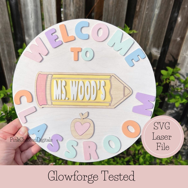 Resizeable Teacher Classroom Welcome Sign Desk Name Sign SVG - Etsy