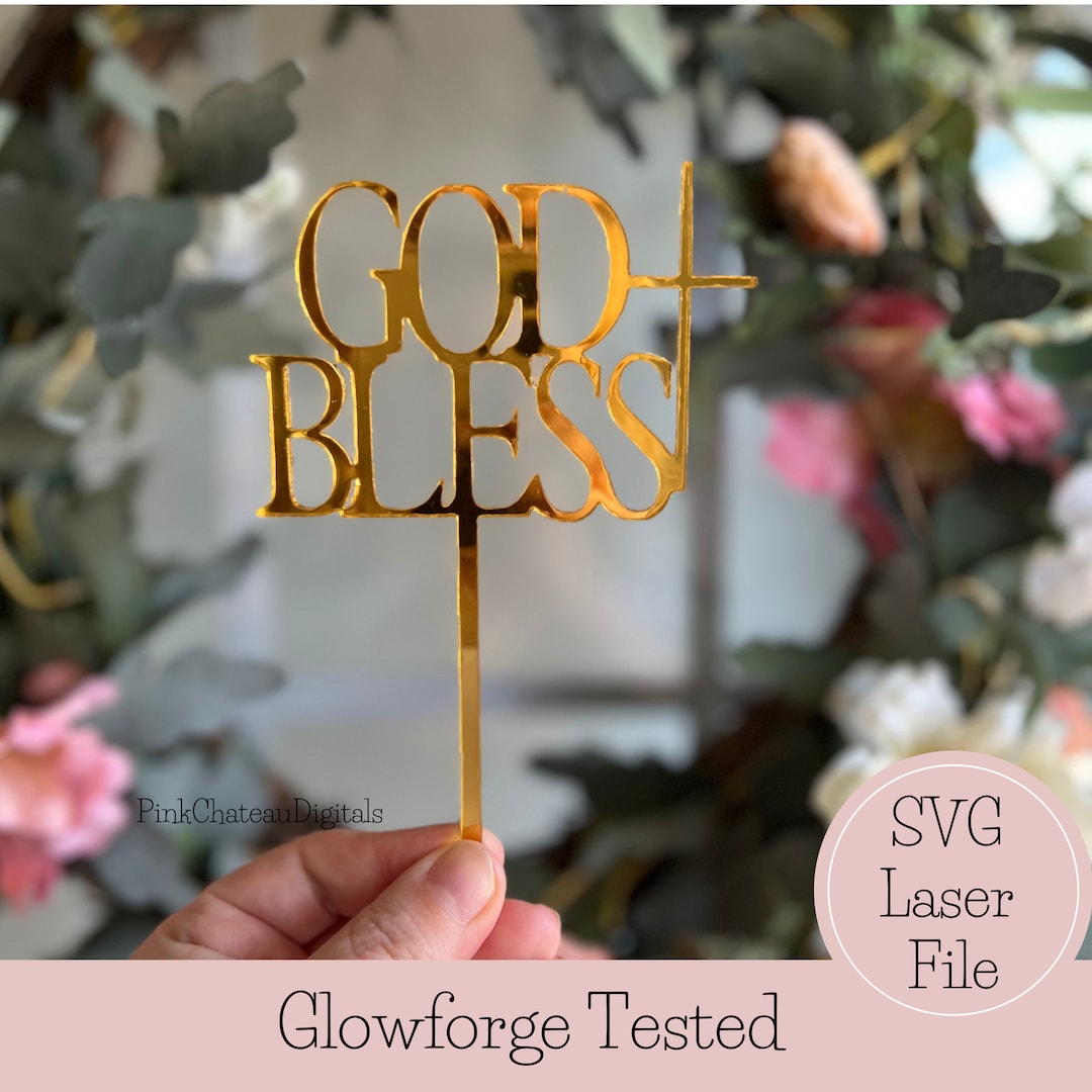 God Bless Cross Cake Topper SVG Digital Cut File Baptism Decorations ...