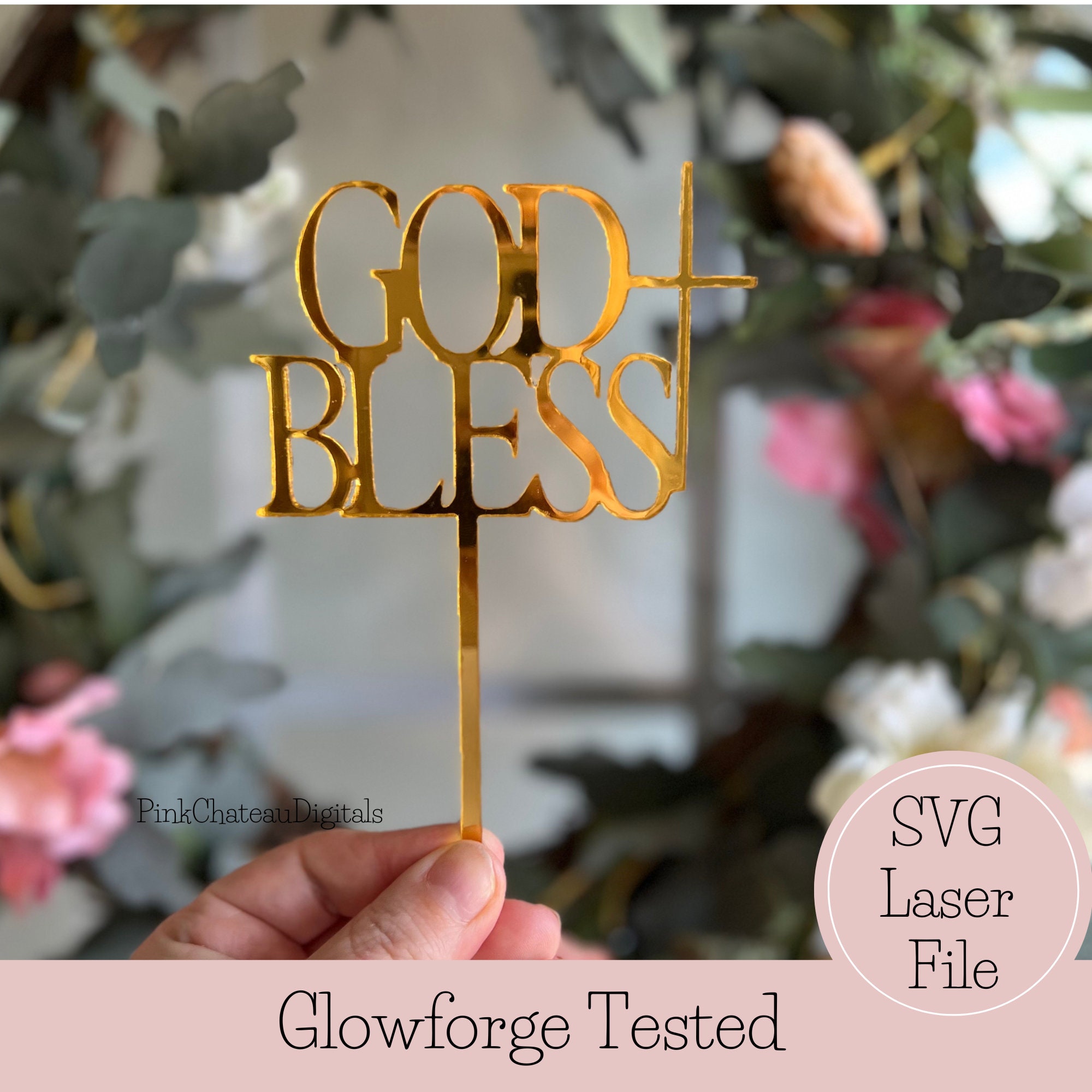 God Bless Cross Cake Topper SVG Digital Cut File Baptism - Etsy