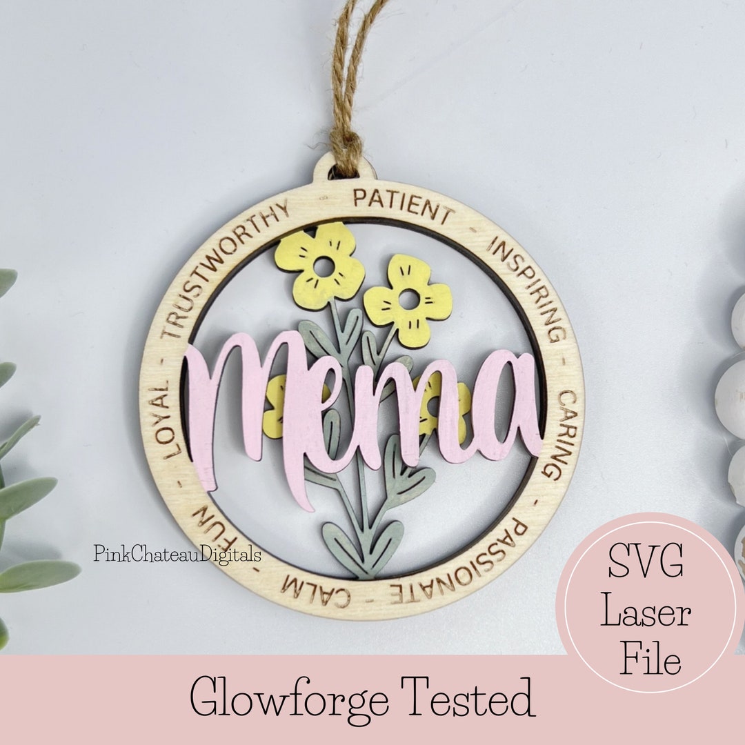 MEMA Ornament SVG Laser Engraved Cut File | Inspirational Descriptive Words | Glowforge Ready ...