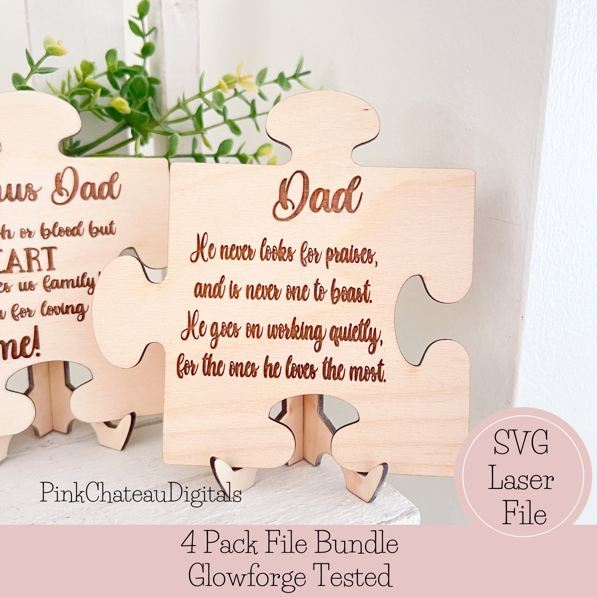 BUNDLE 4 X Fathers Day Puzzle Piece Poem Files Bonus Dad SVG Laser ...