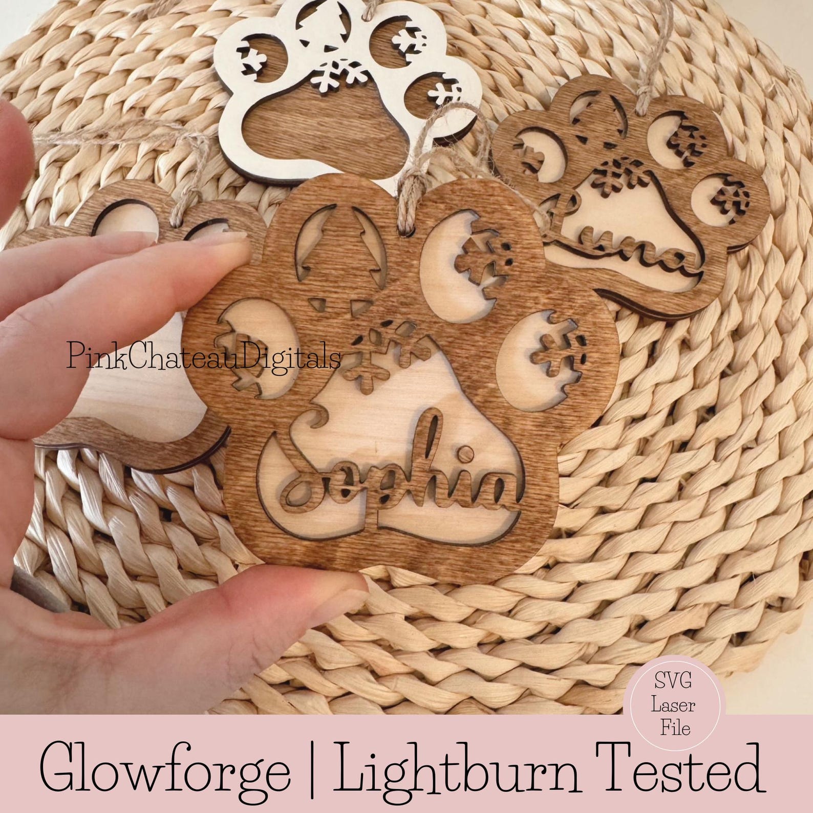 2 Versions Paw Print Pet Ornament | SVG Laser Cut File | Glowforge ...