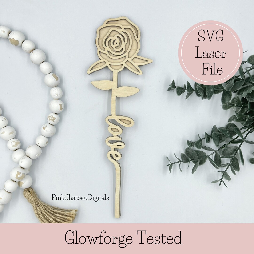 Wood Rose Double Layer Love Stem / SVG Digital Cut File | 1/8" (.125 ...