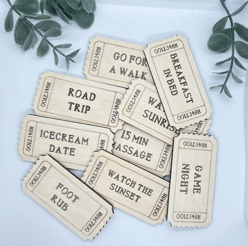 9x Date Night Ideas Tickets Tokens | Valentines Day Gifts | Glowforge ...
