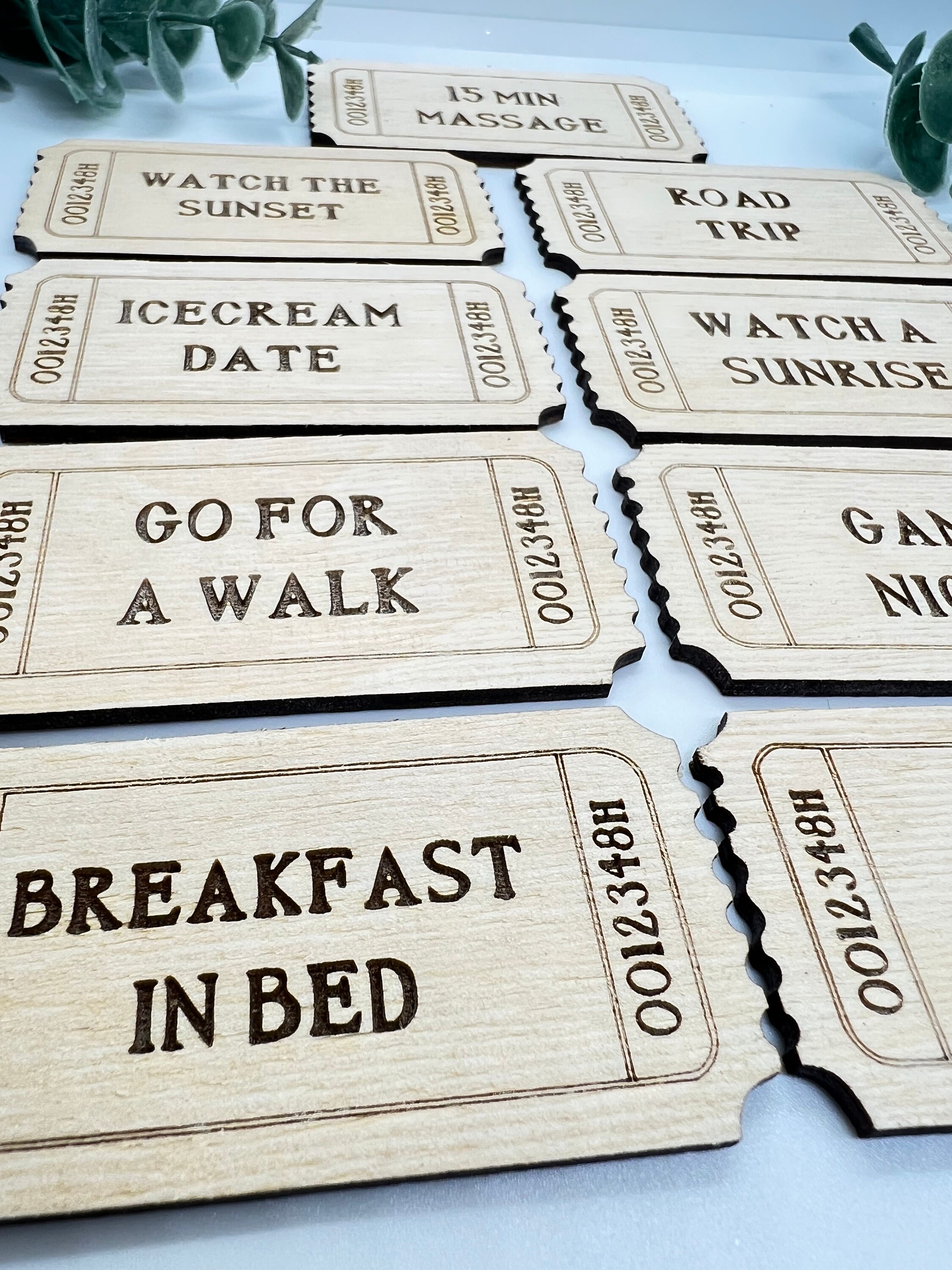 9x Date Night Ideas Tickets Tokens | Valentines Day Gifts | Glowforge ...