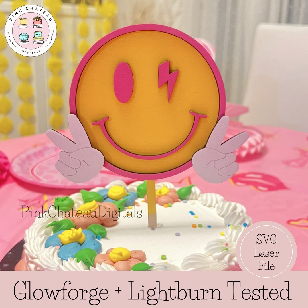 Preppy Happy Face Cake Topper SVG Digital Cut File Teen Girl Birthday ...