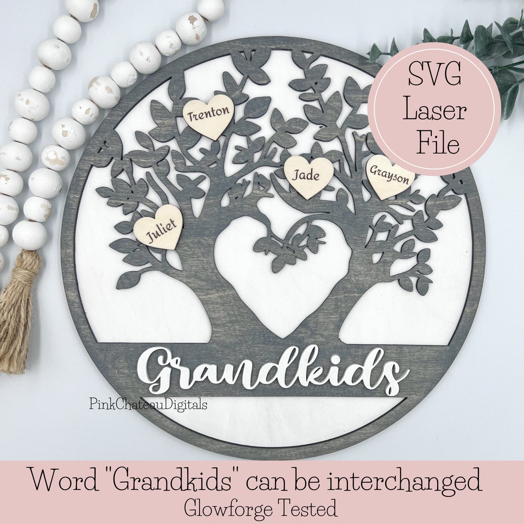 Interchangeable Family Tree SVG Laser Engraved Cut File | Grandkids ...
