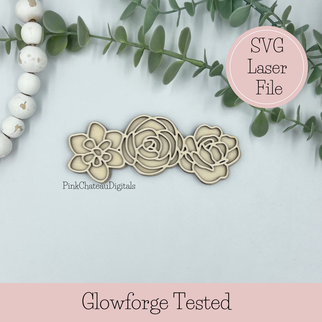 Floral Border SVG + Double Layer Name Sign Accent Laser Cut File ...