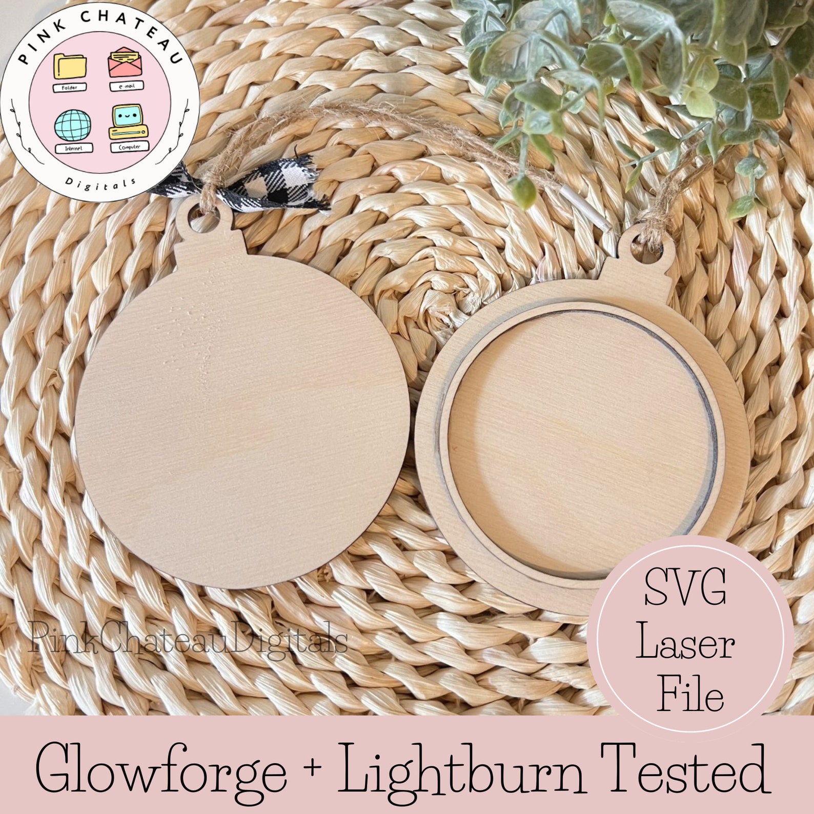 Set of 2 Blank Ornament Template Shapes | Customizable Inside SVG Laser ...