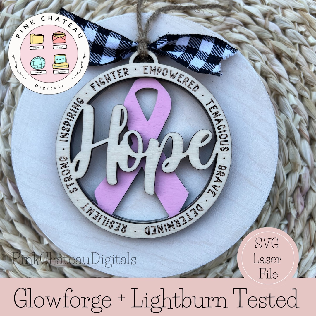 Cancer Ribbon HOPE Ornament SVG Laser Cut File | Interchangeable Color ...